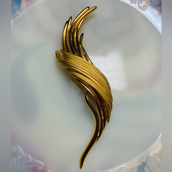 Jewelry | Antique Feather Aigrette 4 180s Brooch Pin Matte Shiny Gold ...